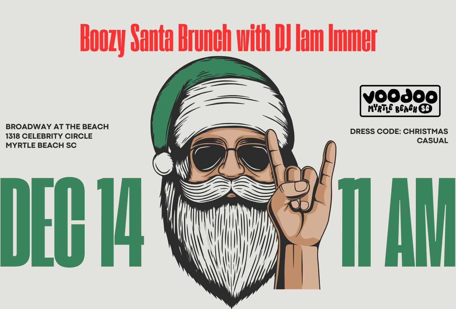 Boozy Santa Brunch with DJ Iam Immer at Voodoo - Broadway At The Beach